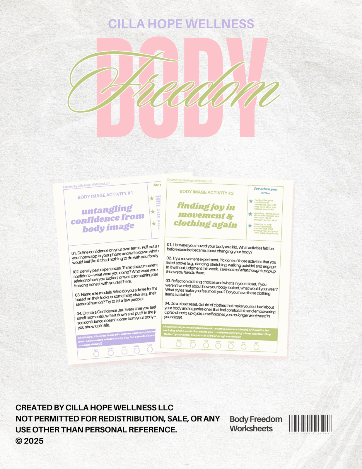 4 Free Body Image Worksheets: To Go From Body Hate to Body Confidence ...